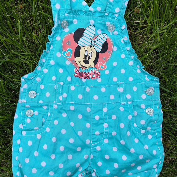 Disney | Bottoms | Disney Minnie Mouse Polka Dot Kids Overalls Blue ...